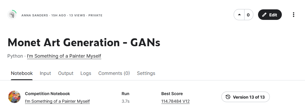 Unfortunately, this project was not very successful. The overall score was 114.785, which is ...